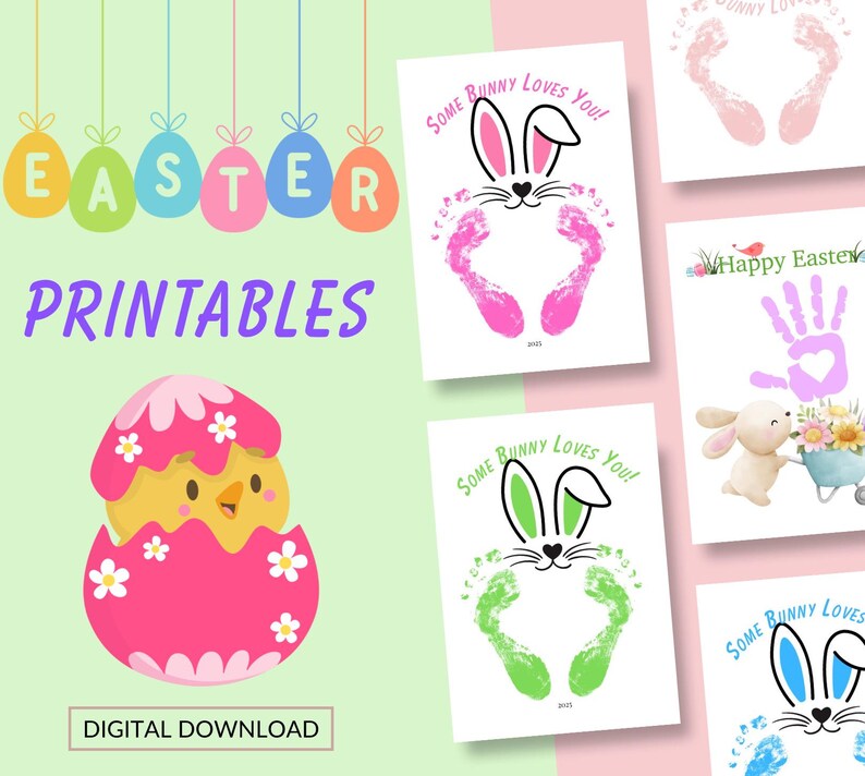 Easter Handprint & Footprint Art Printables – 6 Cute Designs for Kids ...