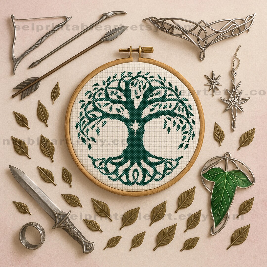Elven Tree Cross Stitch Pattern Fantasy Embroidery PDF for LOTR Fans ...