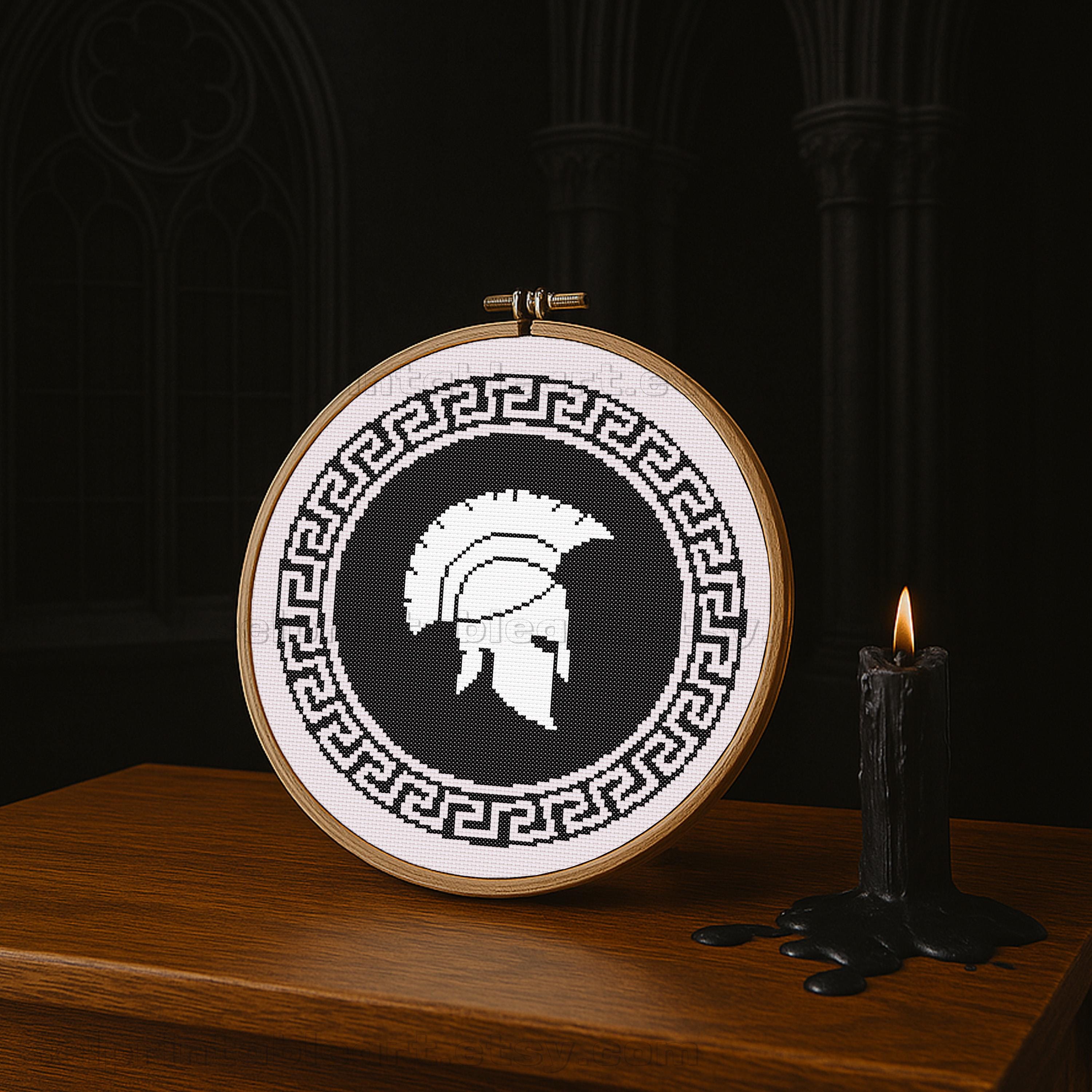 Spartan Helmet Cross Stitch Pattern, Warrior Embroidery PDF, Mythology ...