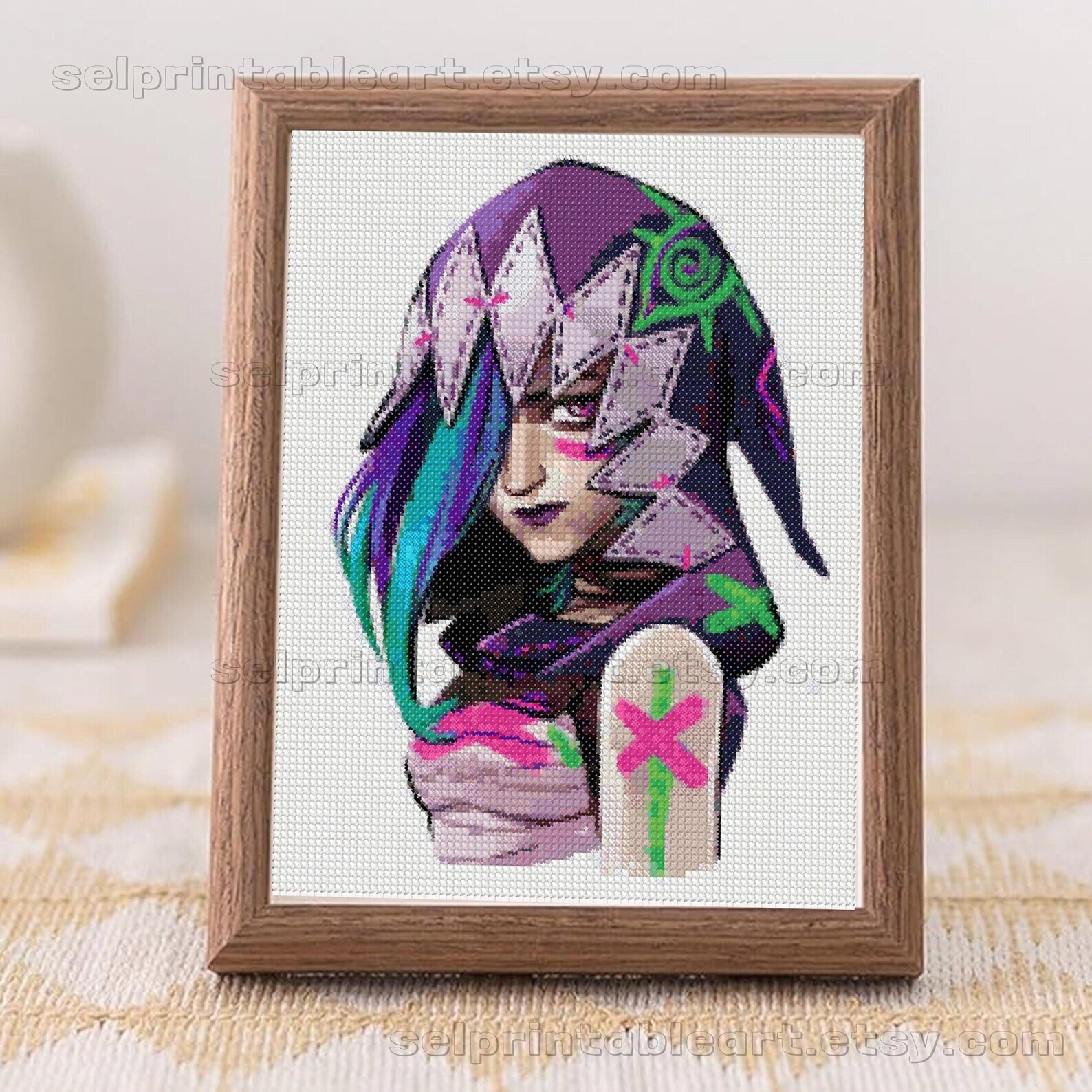 Jinx the Arcane Heroes Cross Stitch Chart, League of Legends Characters ...