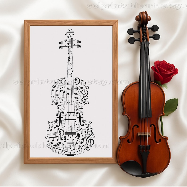 Violin Cross Stitch Pattern With Musical Notes Digital Download ...