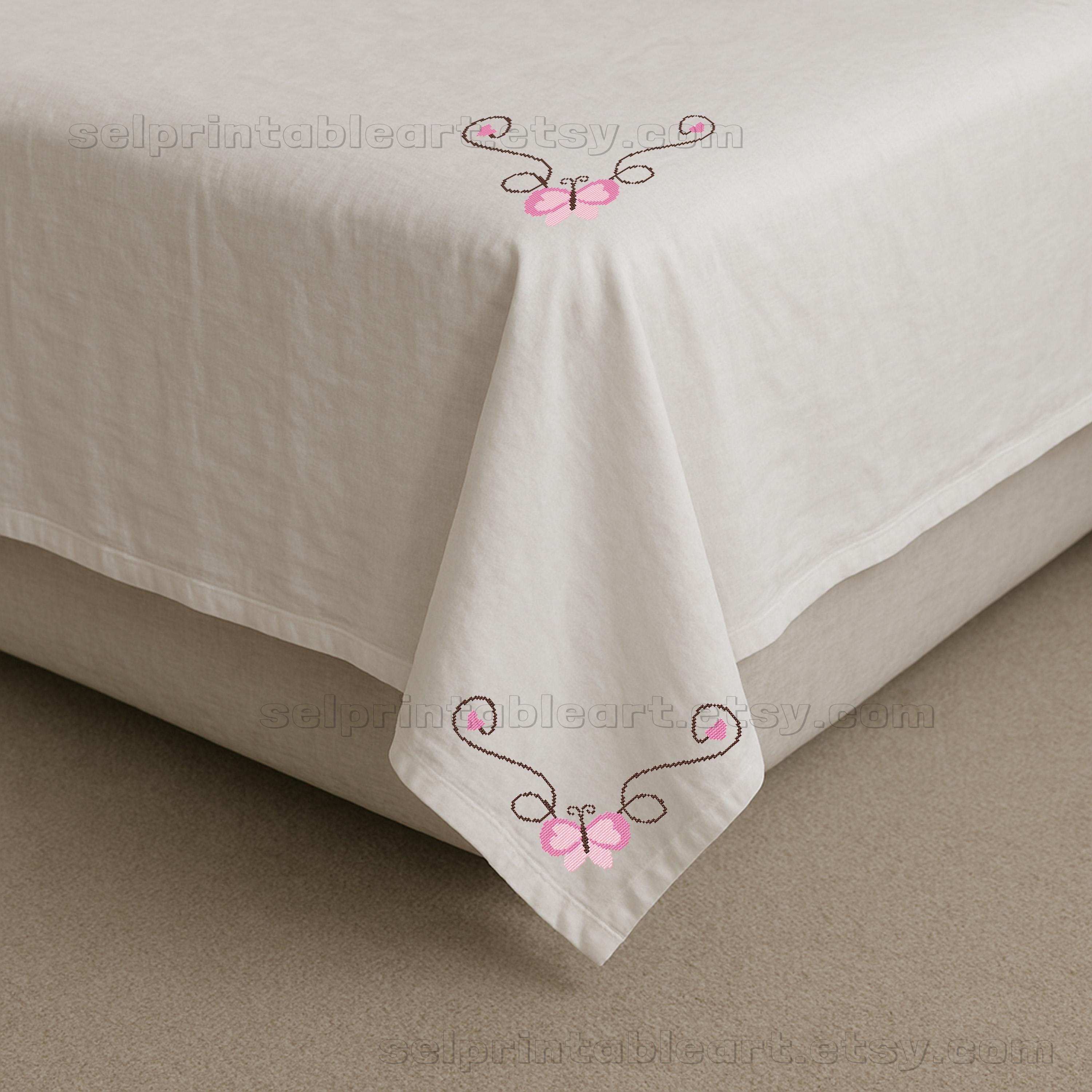 Pink Butterfly Corner Cross Stitch Embroidery, Elegant Spring Chart for ...