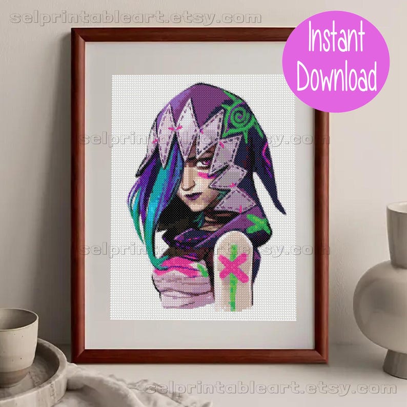 Jinx the Arcane Heroes Cross Stitch Chart, League of Legends Characters ...