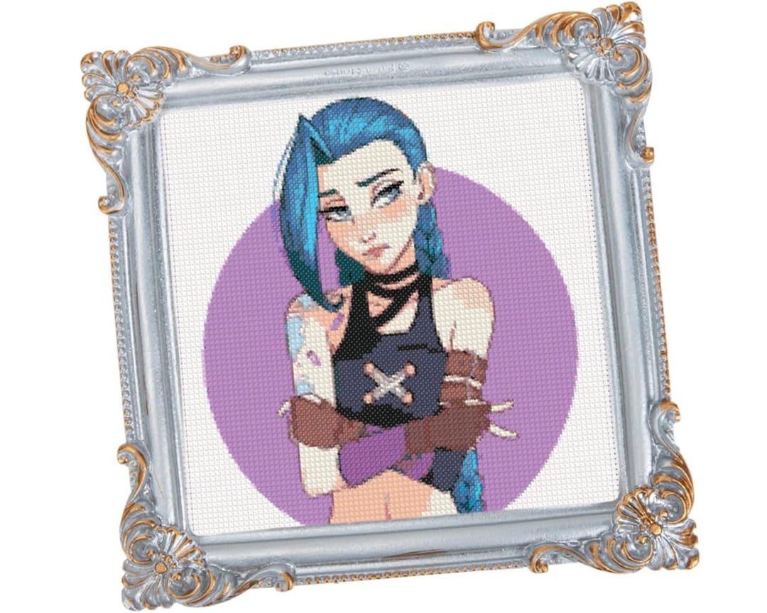 Jinx Cross Stitch, Arcane Cross Stitch, Cross Stitch Chart, Lol, Modern ...