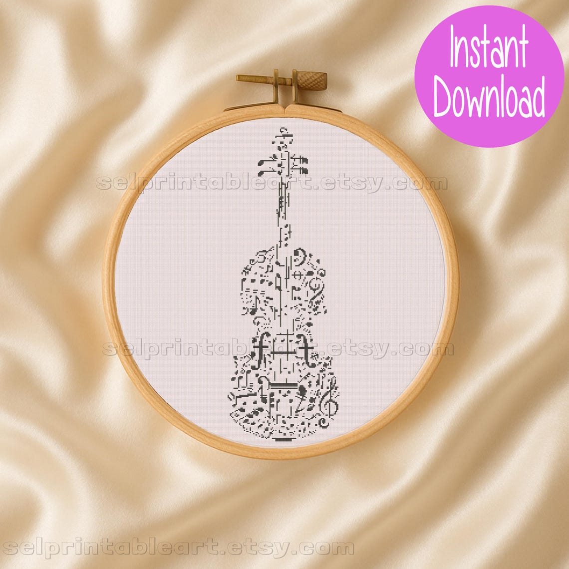 Violin Cross Stitch Pattern With Musical Notes Digital Download ...