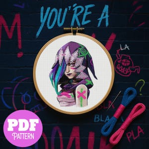 Jinx the Arcane Heroes Cross Stitch Chart, League of Legends Characters ...