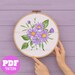 Aster Flower Cross Stitch Pattern, Purple Flower Hand Embroidery ...