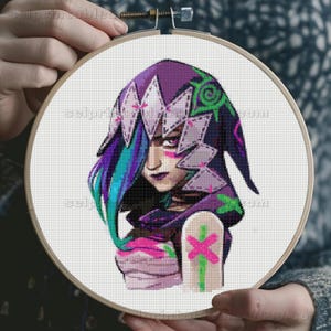 Jinx the Arcane Heroes Cross Stitch Chart, League of Legends Characters ...