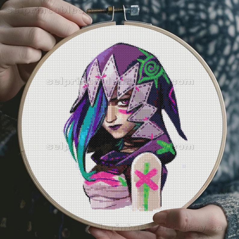 Jinx the Arcane Heroes Cross Stitch Chart, League of Legends Characters ...