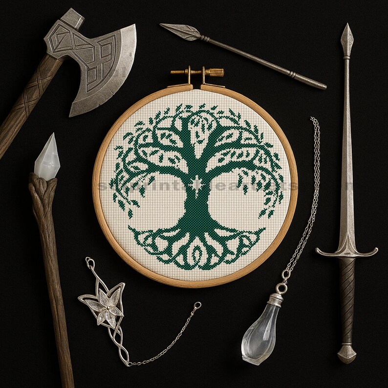 Elven Tree Cross Stitch Pattern Fantasy Embroidery PDF for LOTR Fans ...