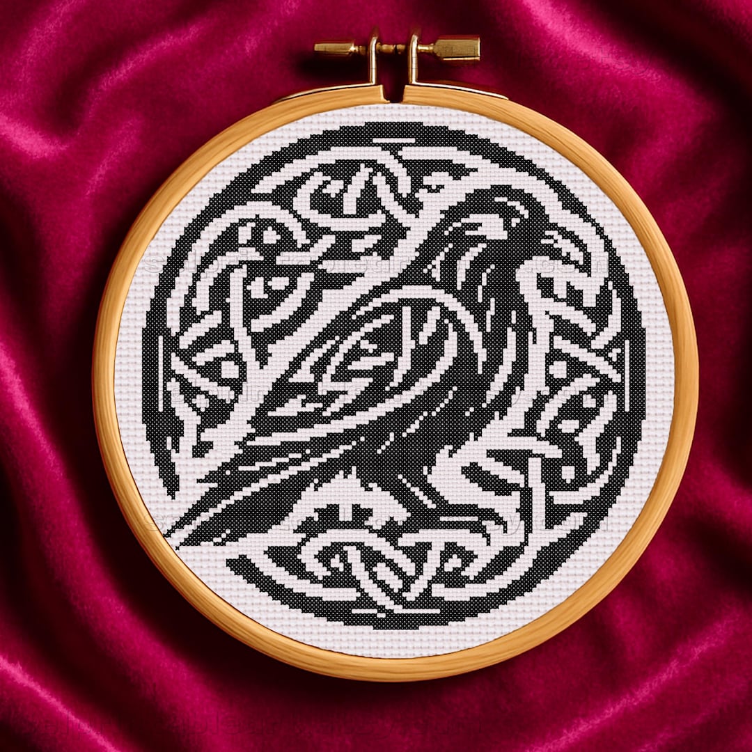 Celtic Raven Knotwork Cross Stitch, Gothic Norse Mythology Bird ...