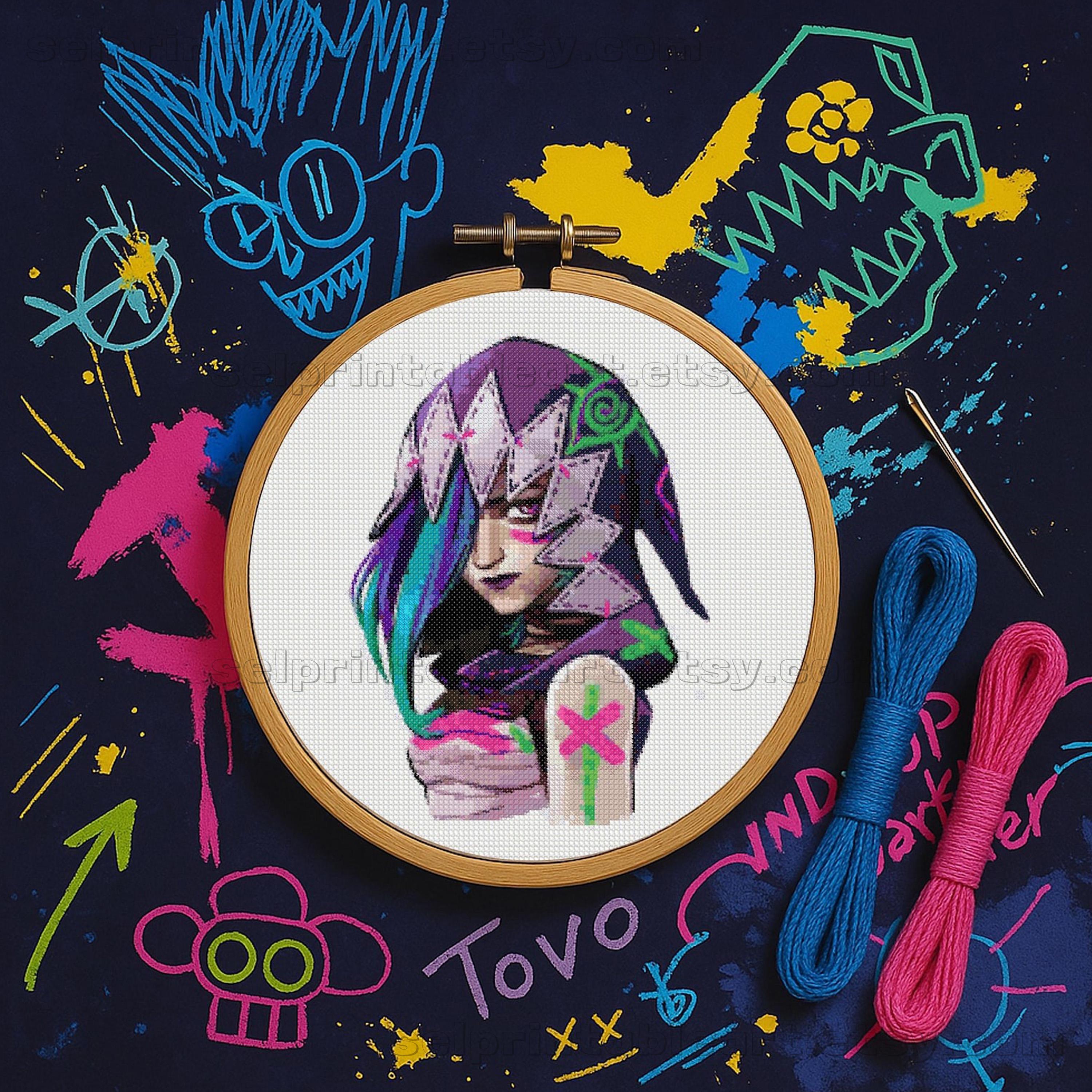 Jinx the Arcane Heroes Cross Stitch Chart, League of Legends Characters ...
