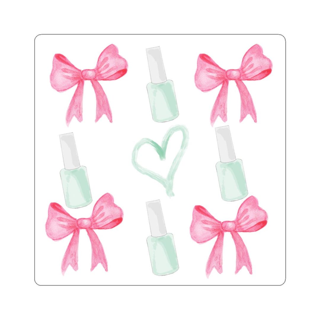 Charming Kiss-cut Stickers for Nail Art Lovers | Cute Bow & Nail Polish ...