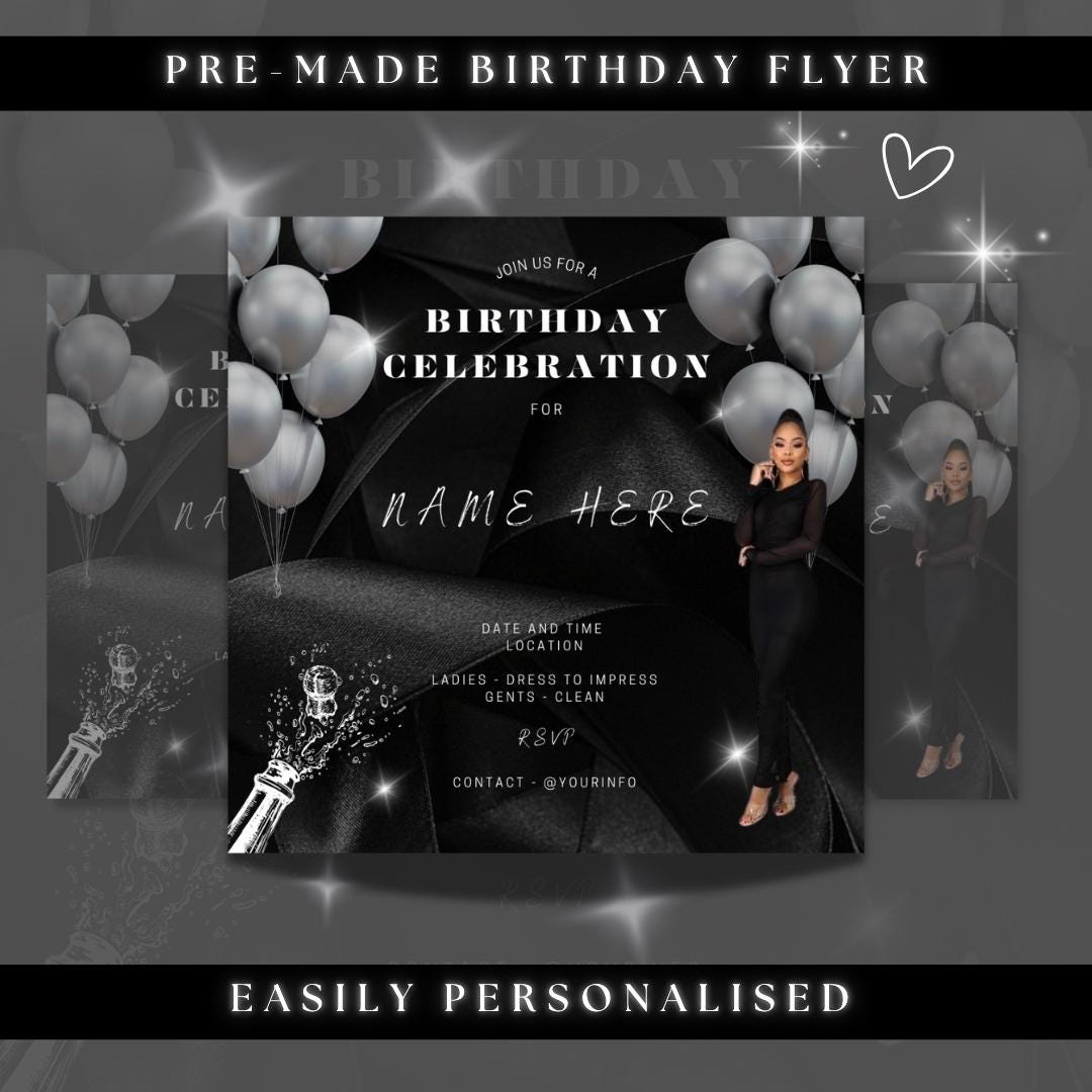 Birthday Dinner Flyer Template for Canva - Party Flyer - Birthday ...