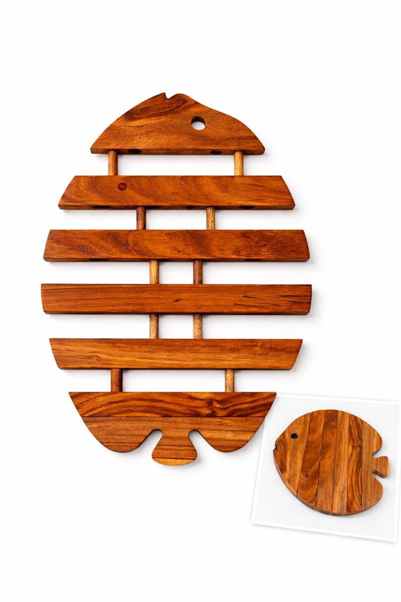 Folding Rosewood Trivet Fish Shape | Handmade Wooden Hot Pot Holder ...