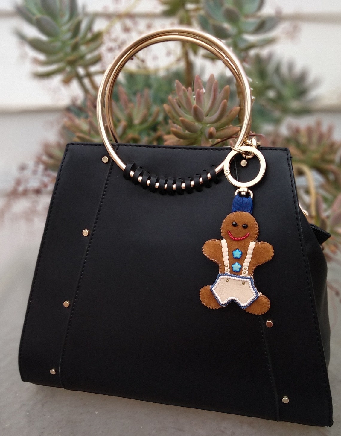 Leather Gingerbread Man Handbag Charm Genuine Suede Leather - Etsy Canada