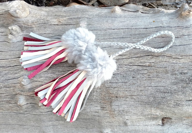 Tassel Handbag Charm Braided Rope Fur Gray-blue Deerskin - Etsy