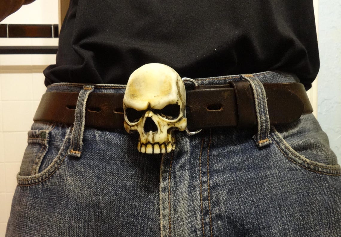 Skull Belt Buckle: Hand-painted Epoxy, Cosplay Accessory - Etsy