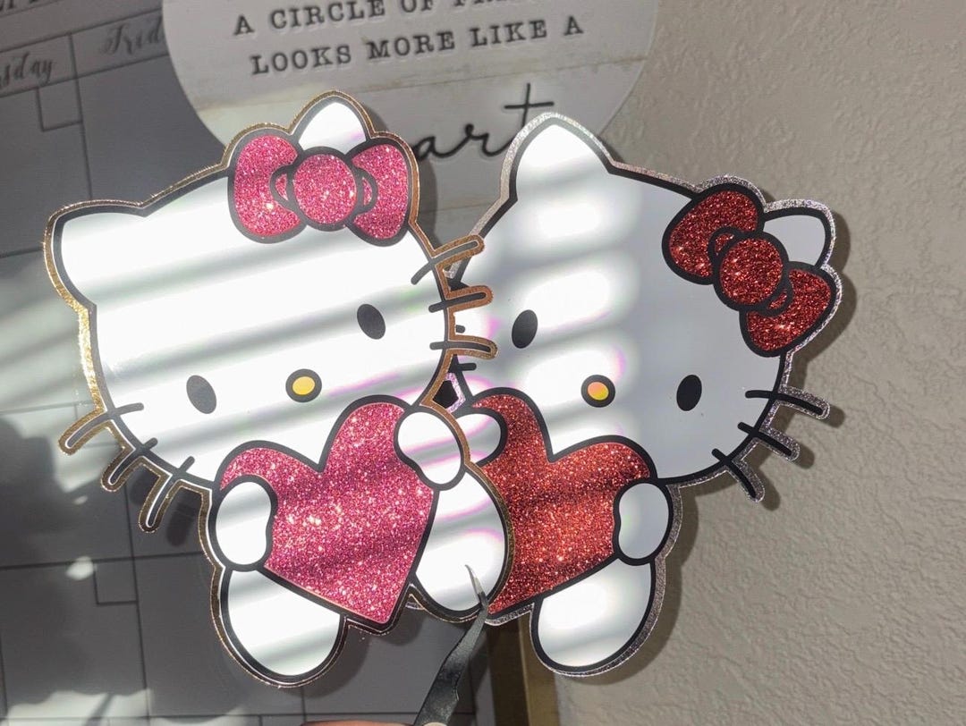 Hk Valentine’sflower Bouquet Topper|hello Kitty Glitter Topper| Hello ...