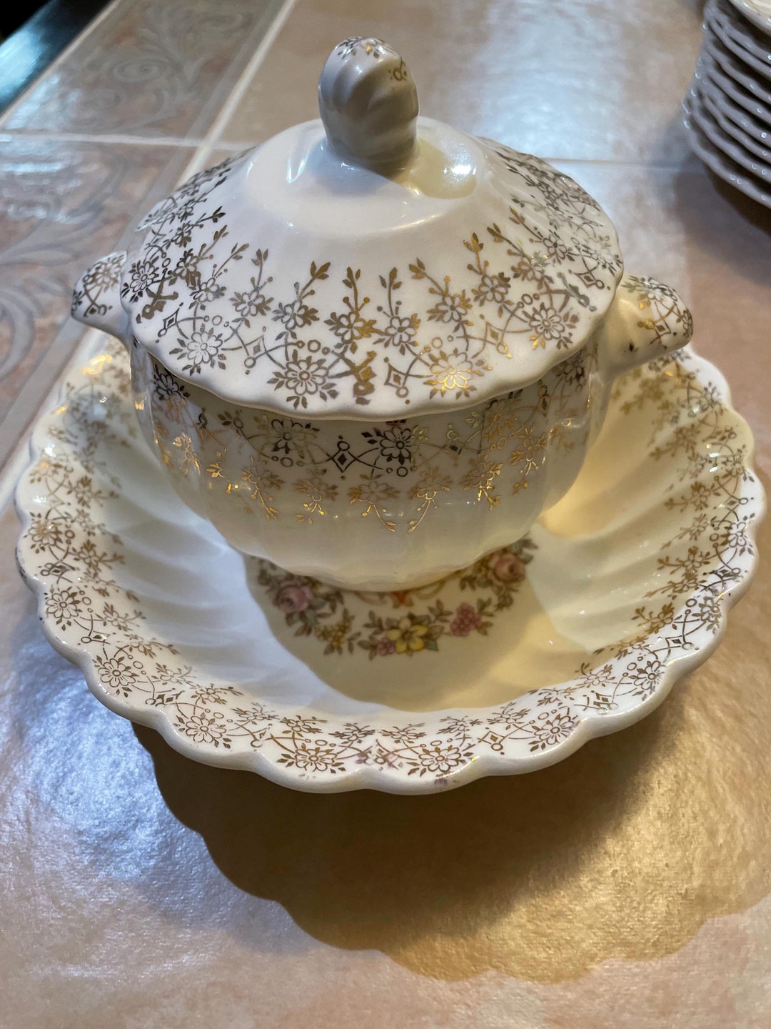 22K Gold China Plate Set, Corinthian by Sebing - Etsy