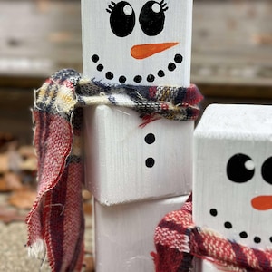 Holiday Block Snowman Decor - Etsy