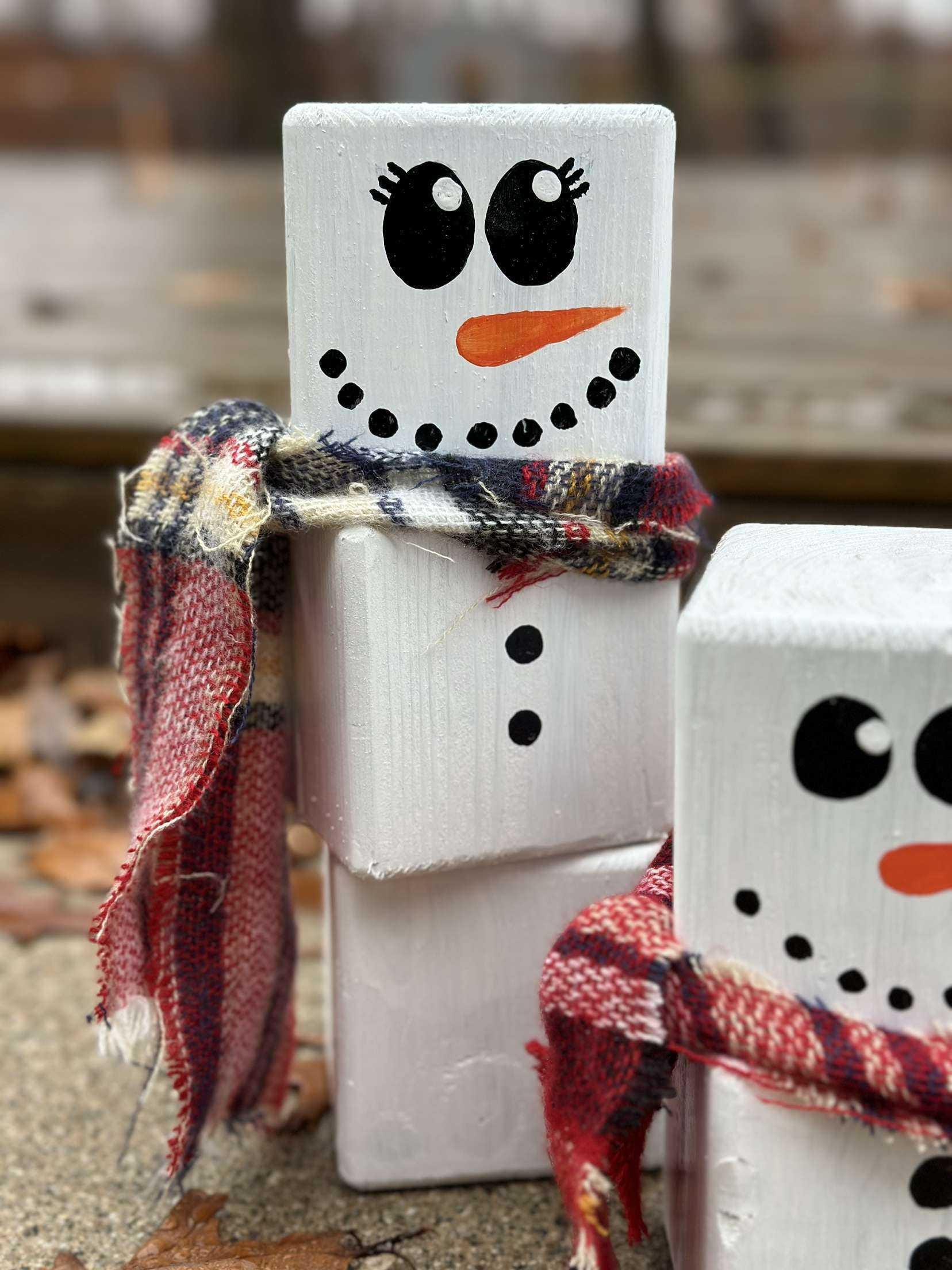 Holiday Block Snowman Decor - Etsy