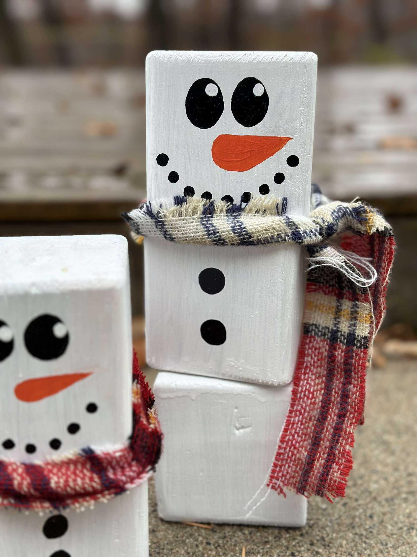 Holiday Block Snowman Decor - Etsy