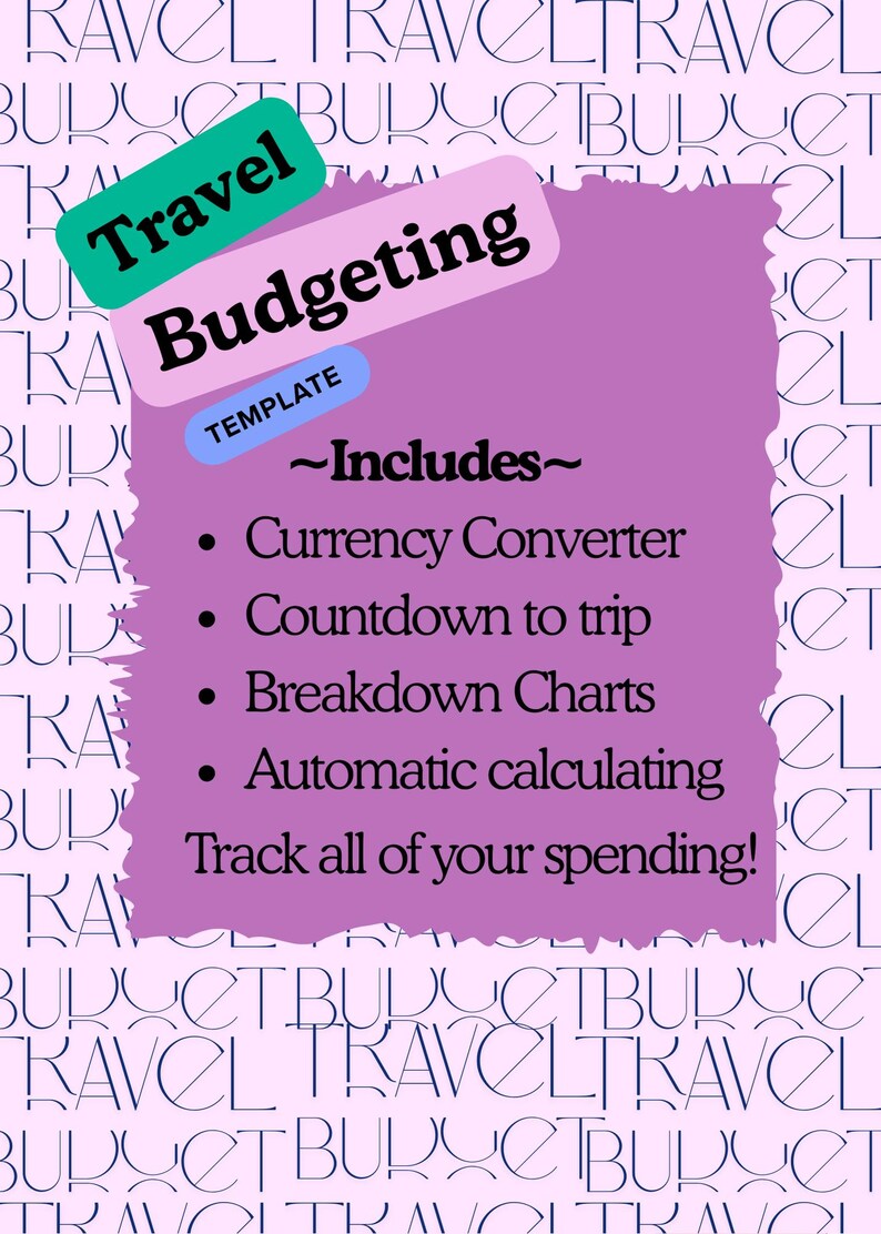 Traveling/ Vacation Budget Template, Digital Download, Editable on ...