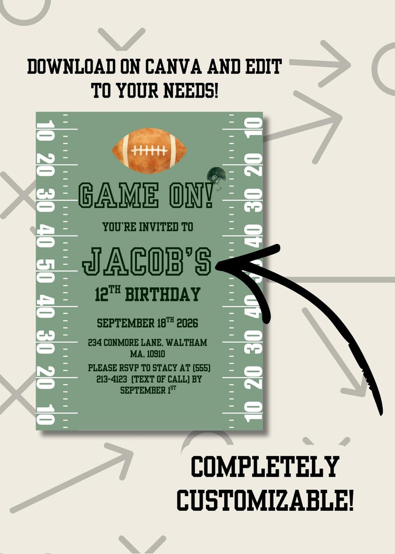 Football Themed Invitation - Etsy
