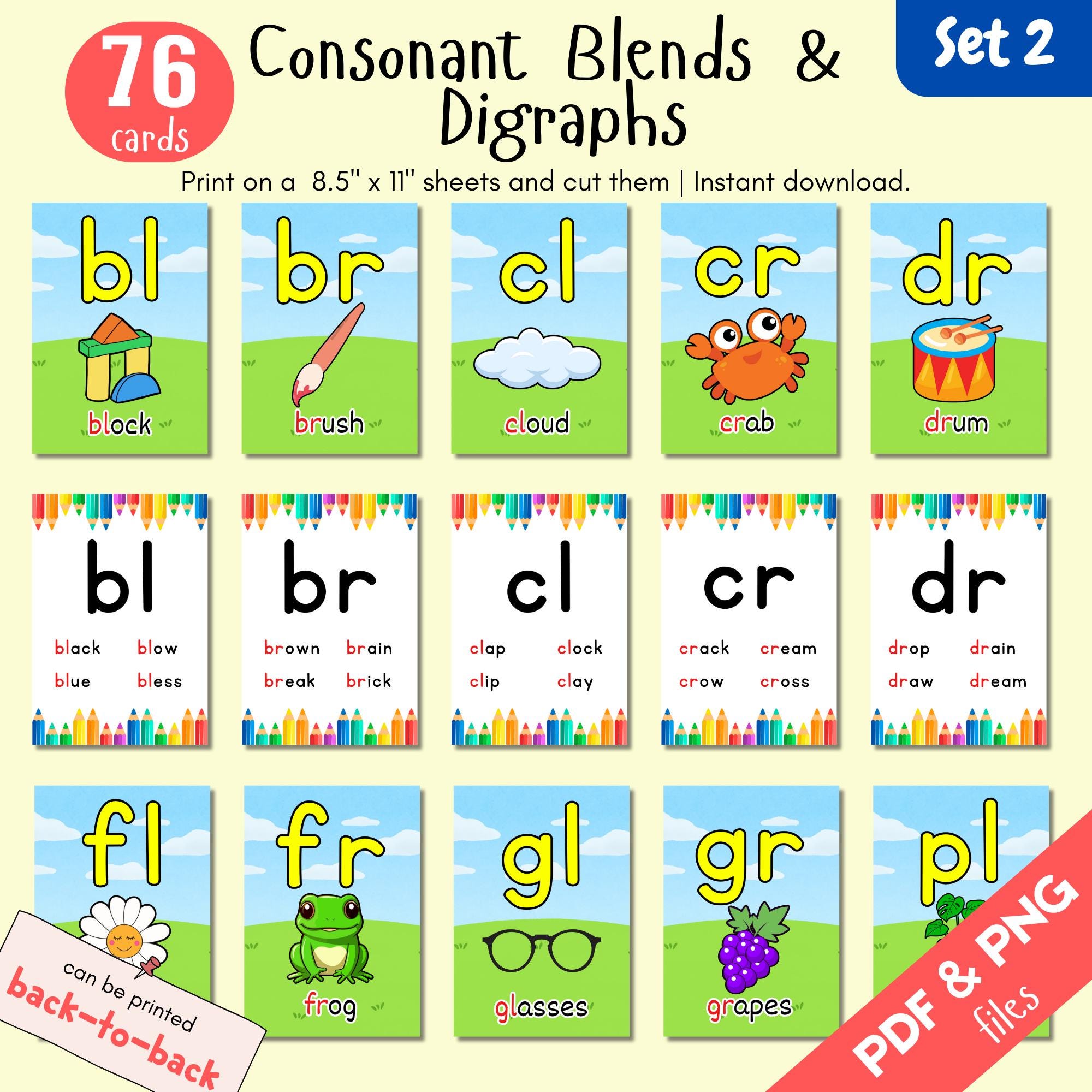 170+ Phonics Flashcards | Alphabets | ABC | Consonant Blends & Digraphs ...