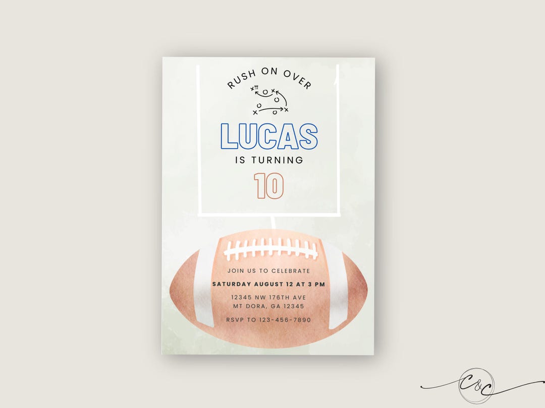 Football Birthday Invitation, Sports Birthday Boy Birthday Invite, Rush ...