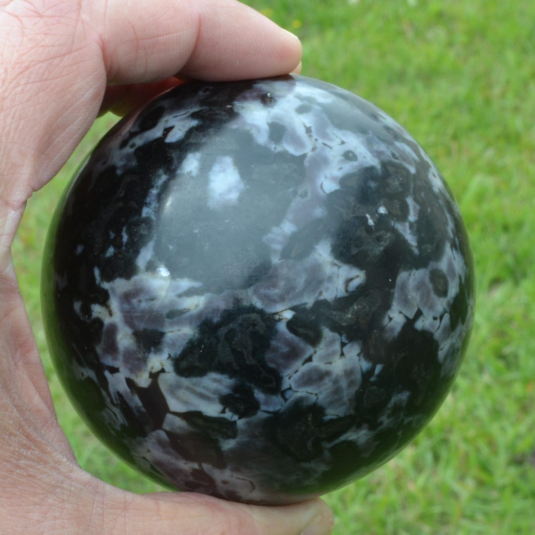 Large Indigo Gabro Sphere - Polished Matte Finish - Mystic Merlinite - Etsy