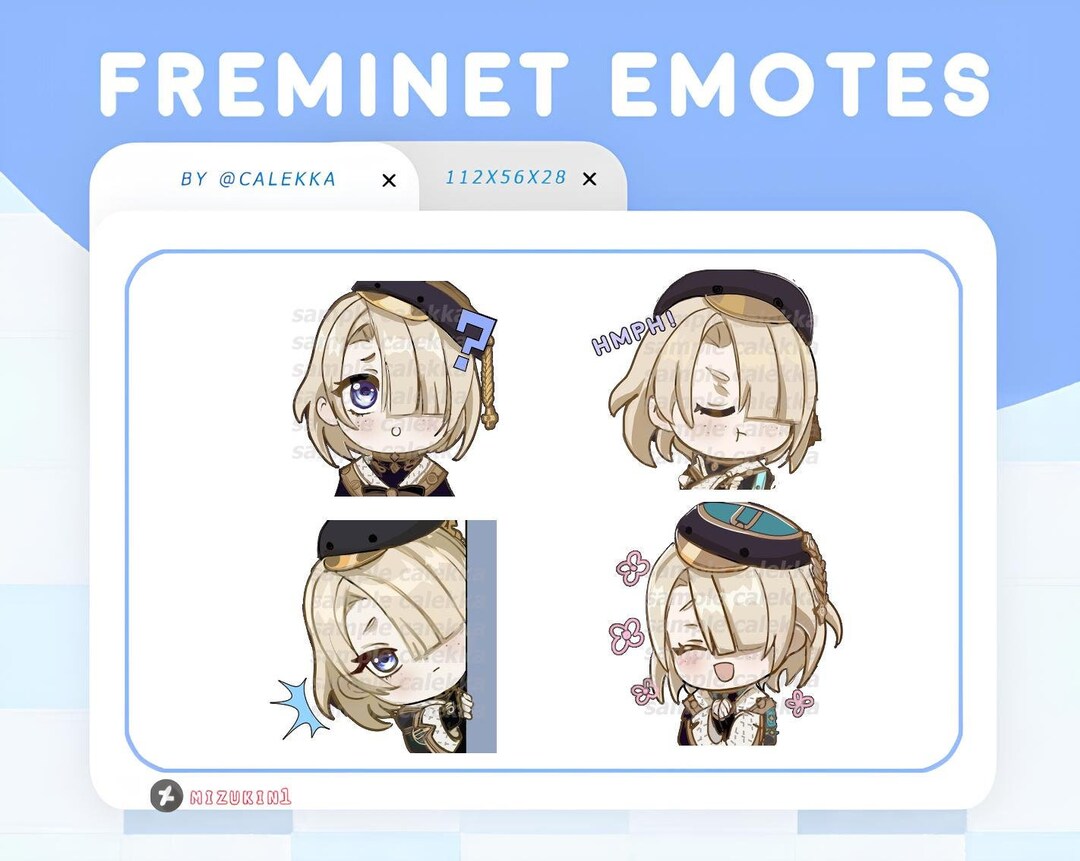 Genshin Impact Emote Pack Freminet P2U X 4 Emotes / Stickers for Twitch ...