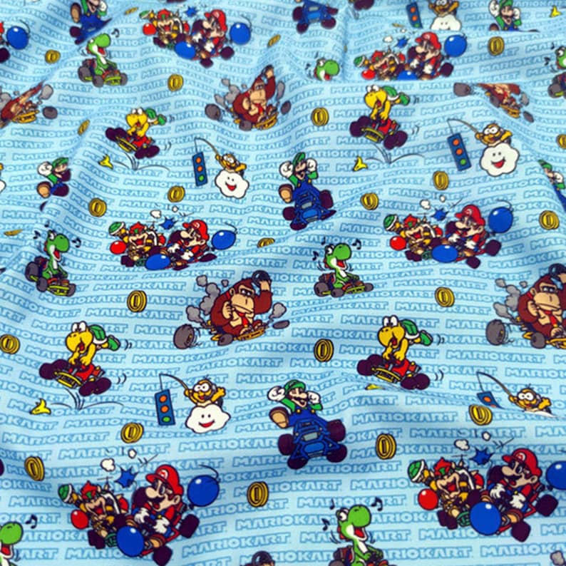Super Mario Fabric 100% Cotton Cartoon Fabric by the Half Yard - Etsy