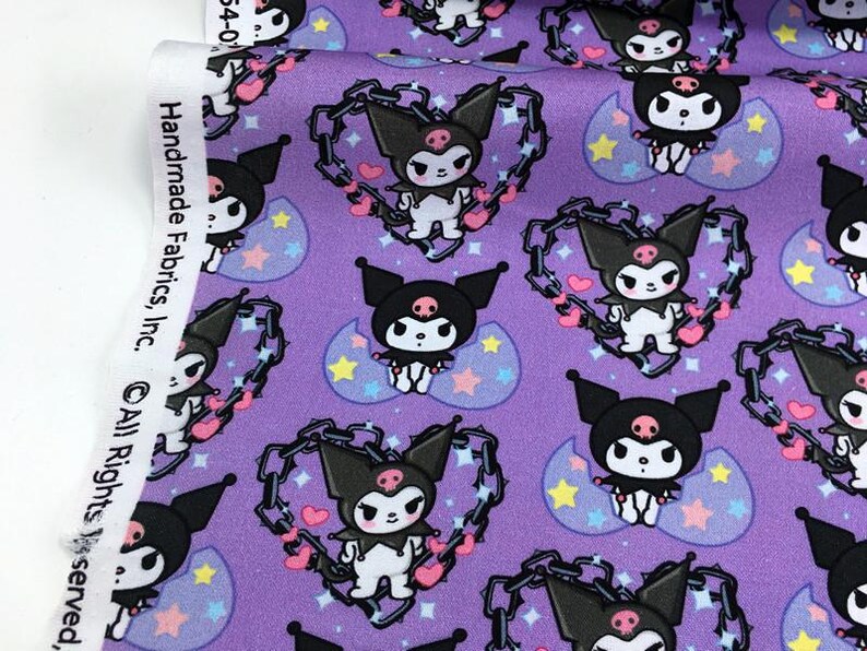 Kuromi Fabric 100% Cotton Cartoon Fabric by the Half Yard - Etsy