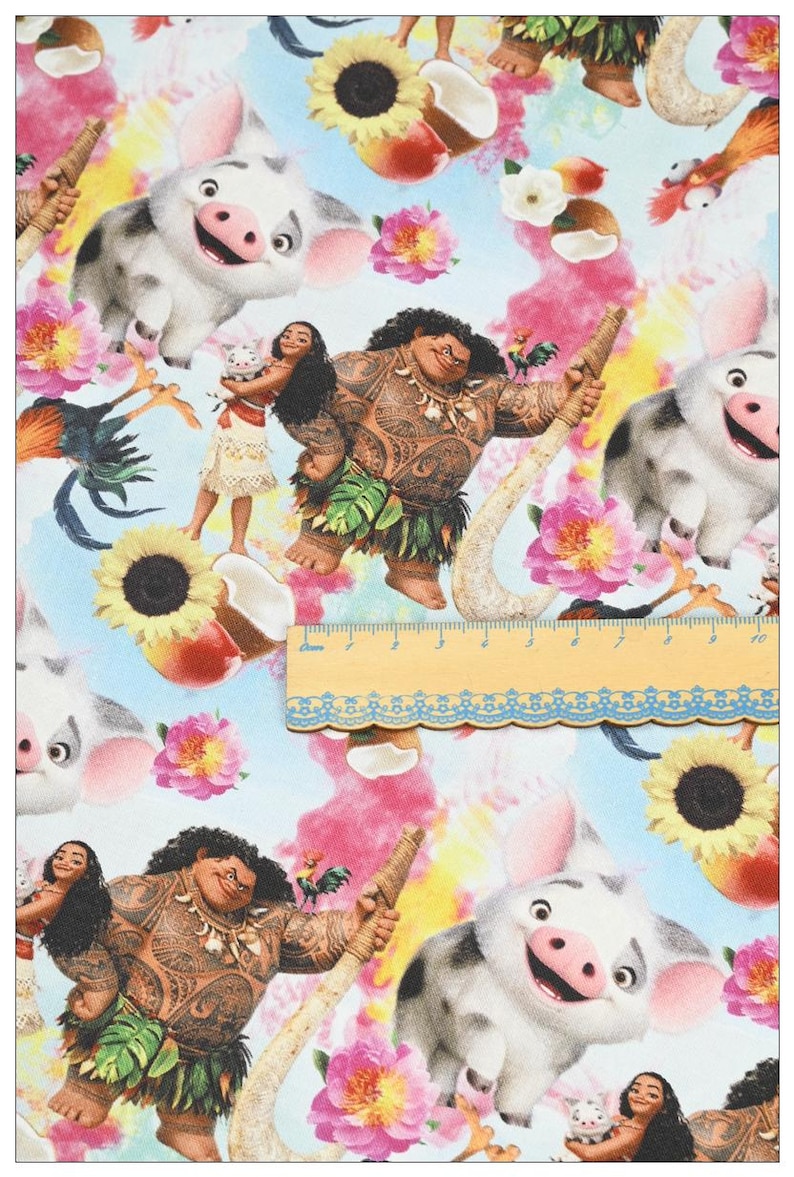 Moana Fabric Maui Fabric Heihei Pua 100% Cotton by the Half Yard - Etsy