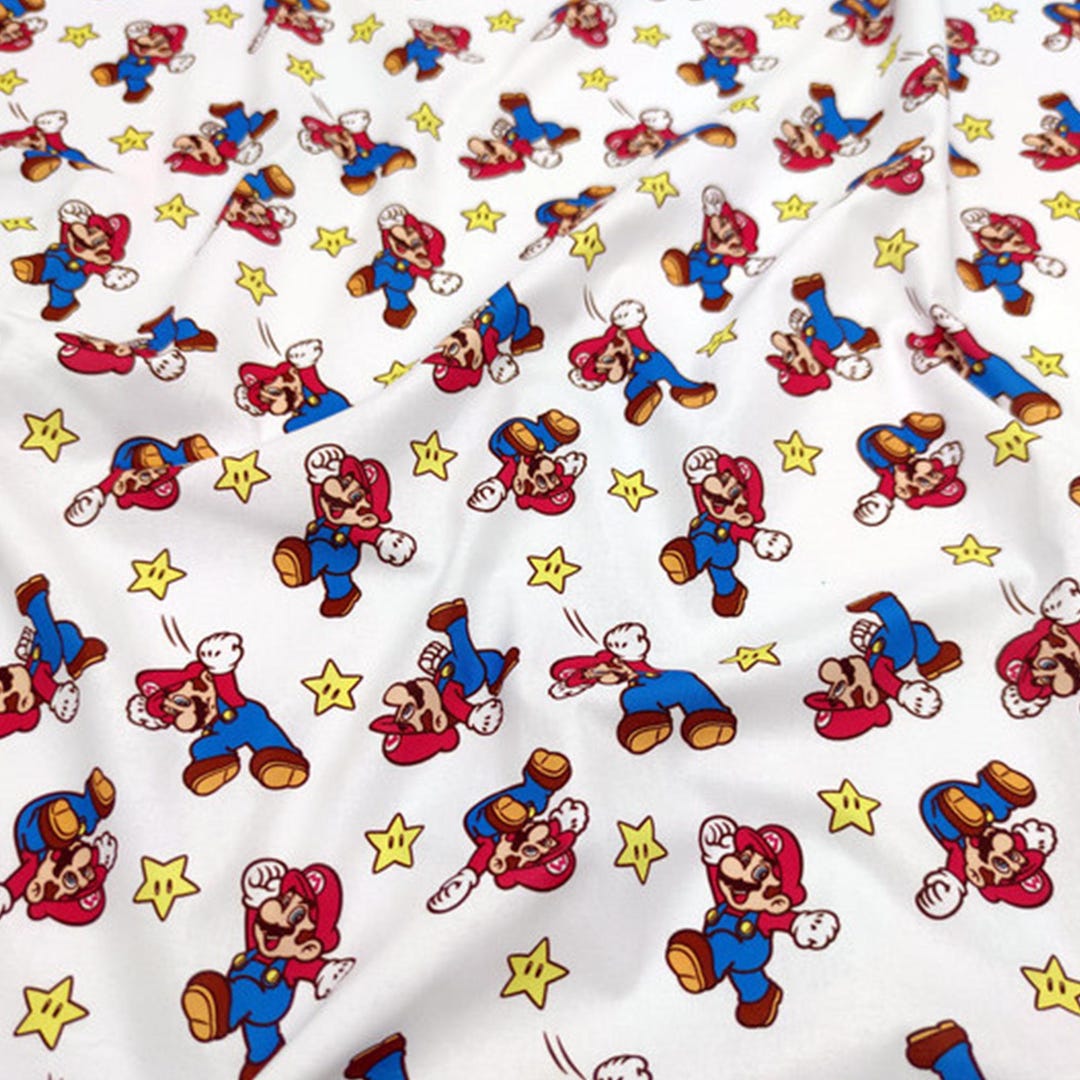 Super Mario Fabric 100% Cotton Cartoon Fabric by the Half Yard - Etsy