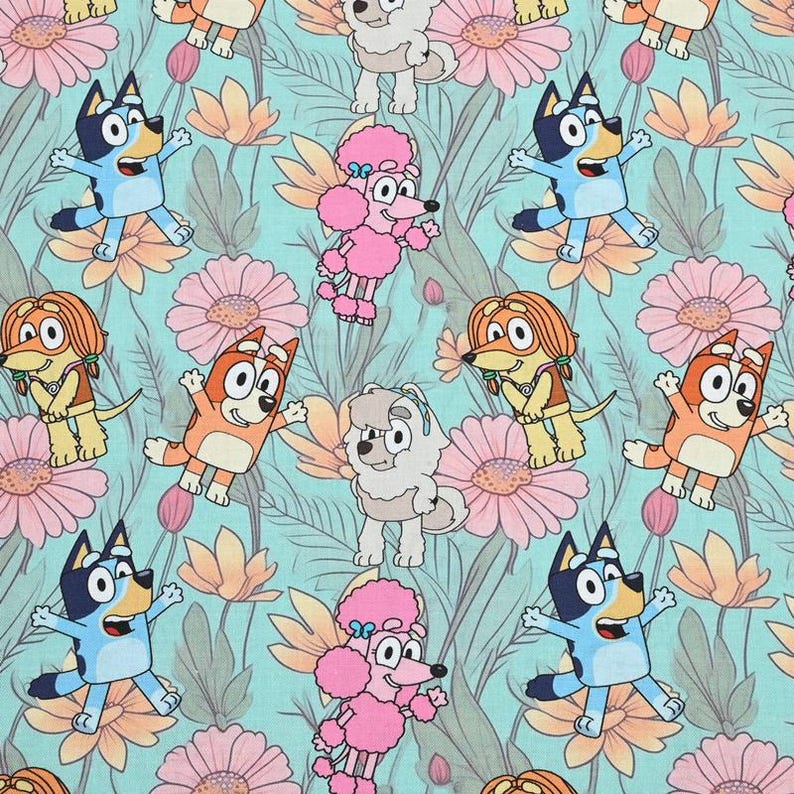 Bluey Fabric Cartoon Fabric 100% Cotton by the Half Yard - Etsy