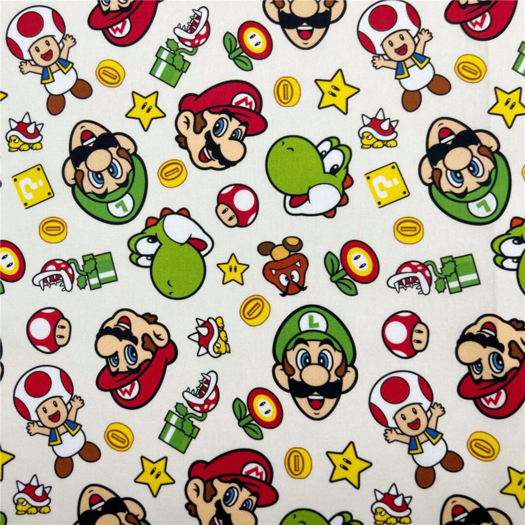 Super Mario Fabric 100% Cotton Cartoon Fabric by the Half Yard - Etsy