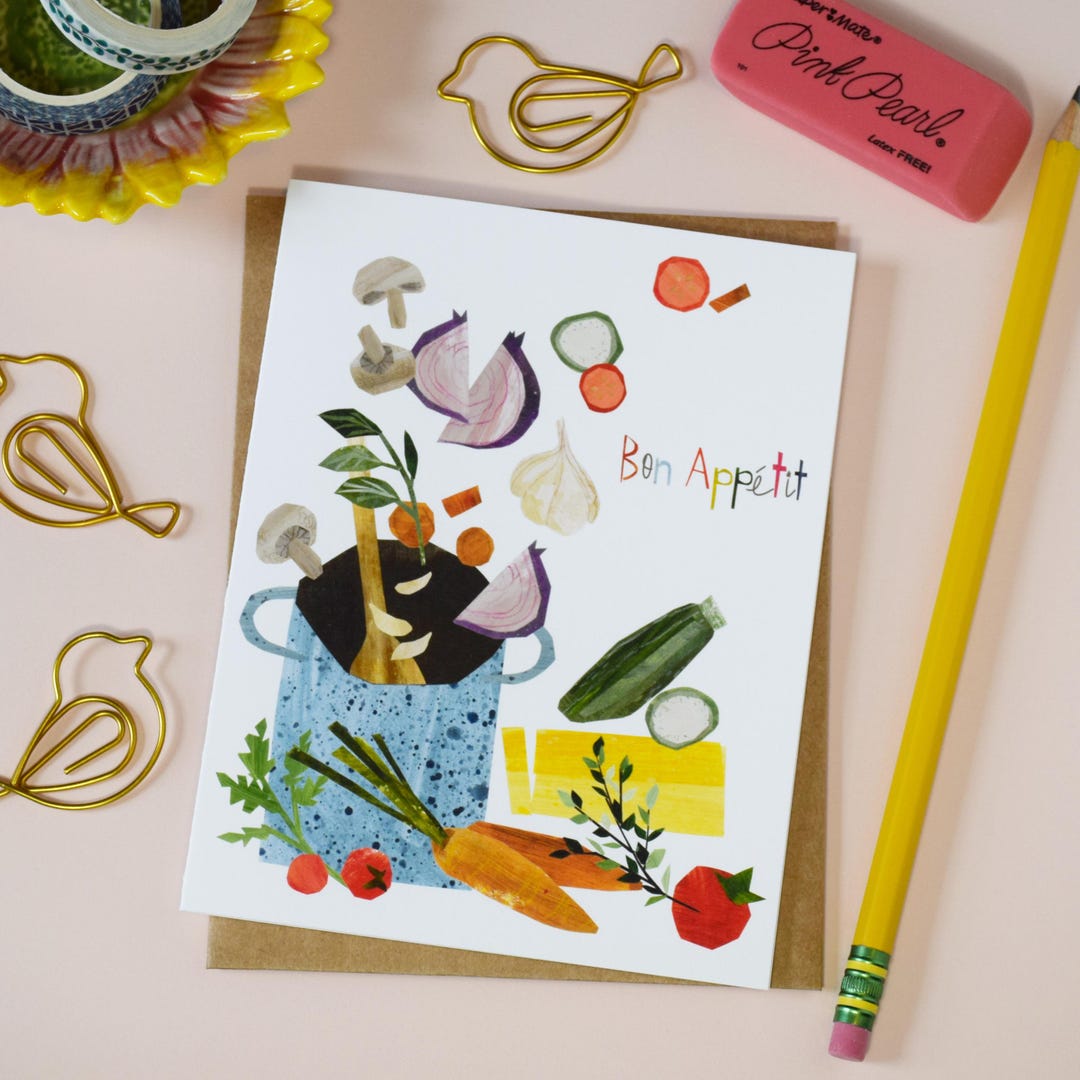 Bon Appétit Greeting Card, Chef Greeting Card, Cooking Card, Blank ...