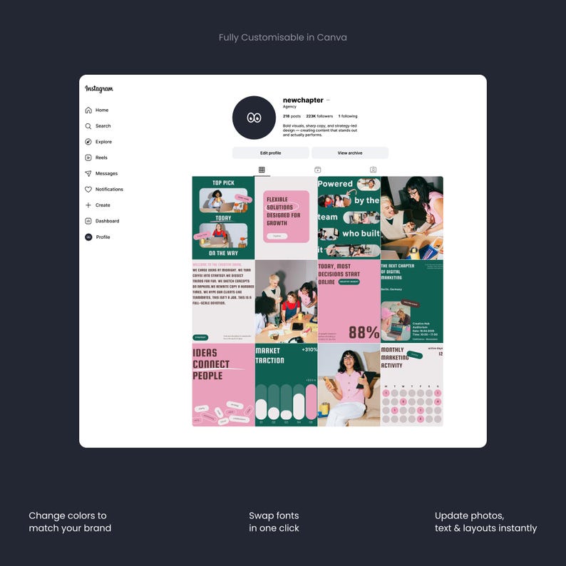 Canva Instagram Templates: Social Media Template Kit for Small Business ...