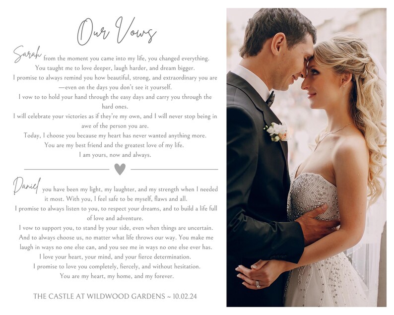 Editable Wedding Vow Keepsake Template | First Anniversary Gift | Canva ...