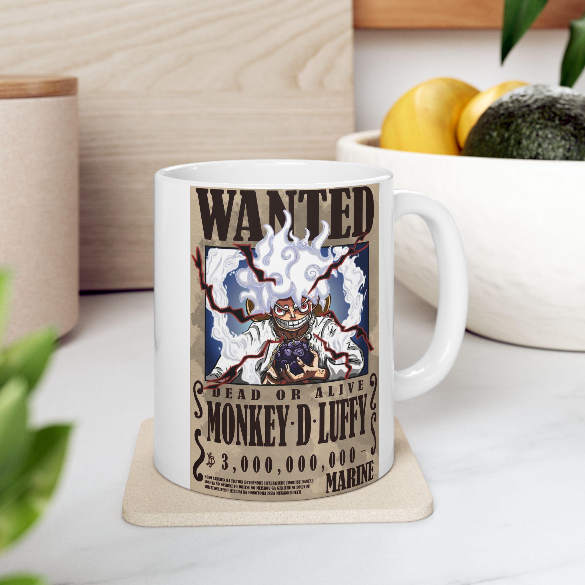 One Piece Mug, Luffy Gear 5 Wanted Poster Ceramic Cup, Anime Coffee Tea ...