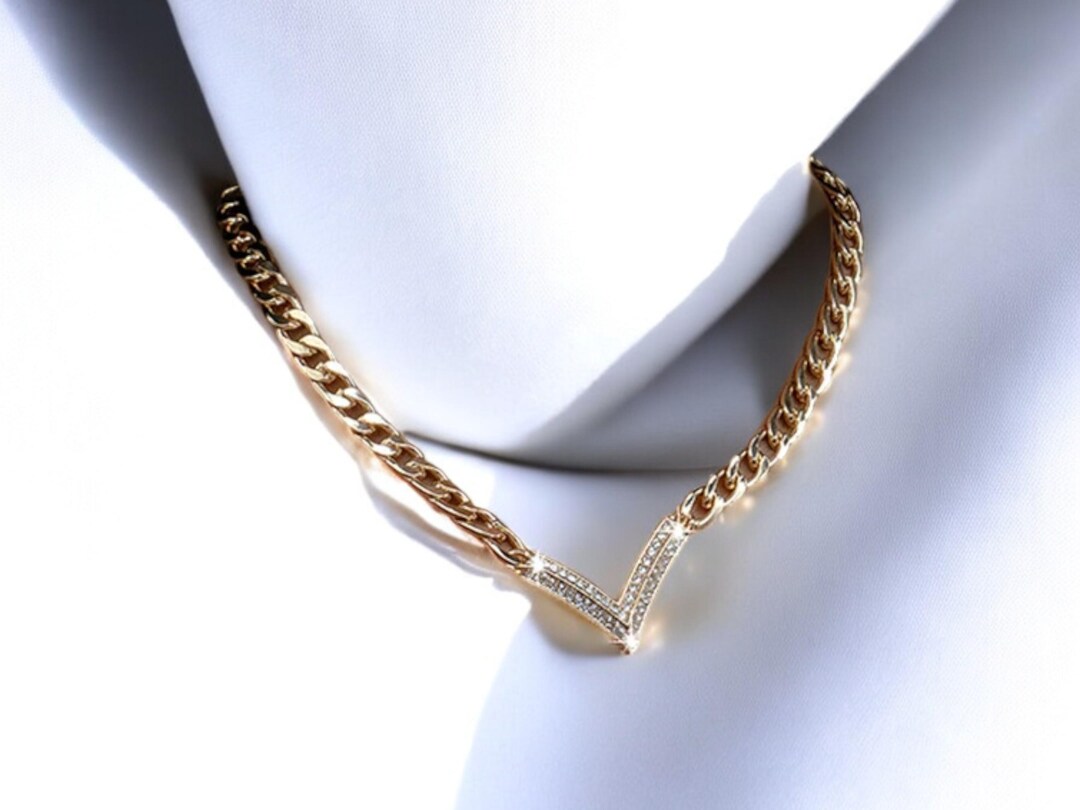 Korean Fashion Flat Cuba Snake Chain V Necklace, Choker for Women ...