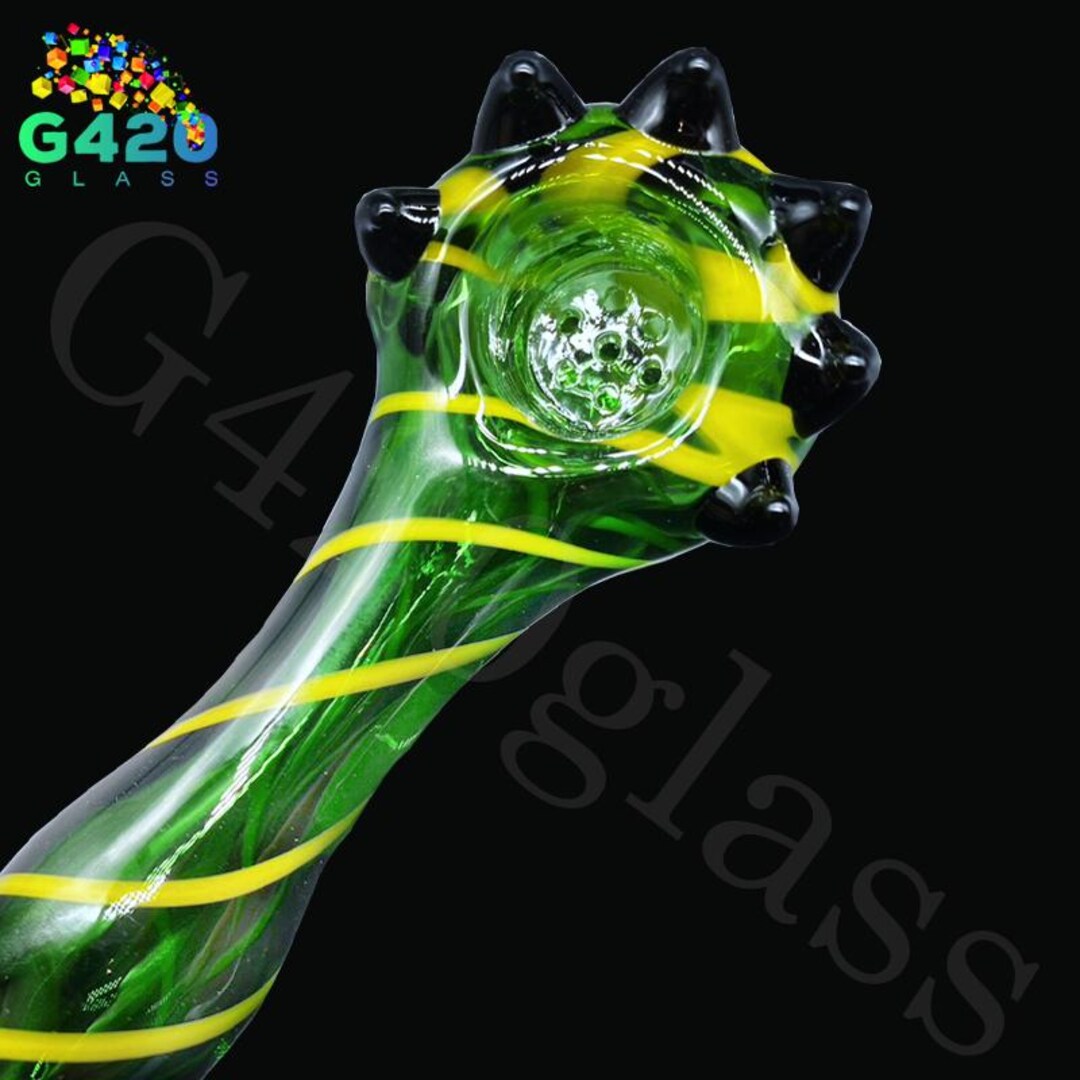 4 Inch Green/gold Hand Pipes | Built-in Honeycomb Screen | Unique Bowl ...