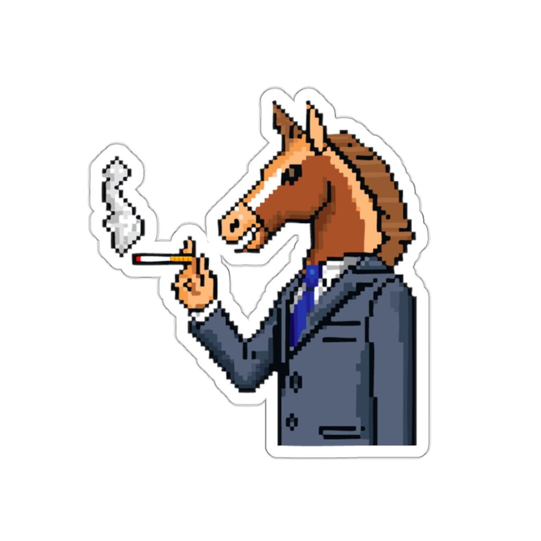 8-bit Man Horse Head Smoking Cigarette Kiss-cut Stickers, Retro Gaming ...
