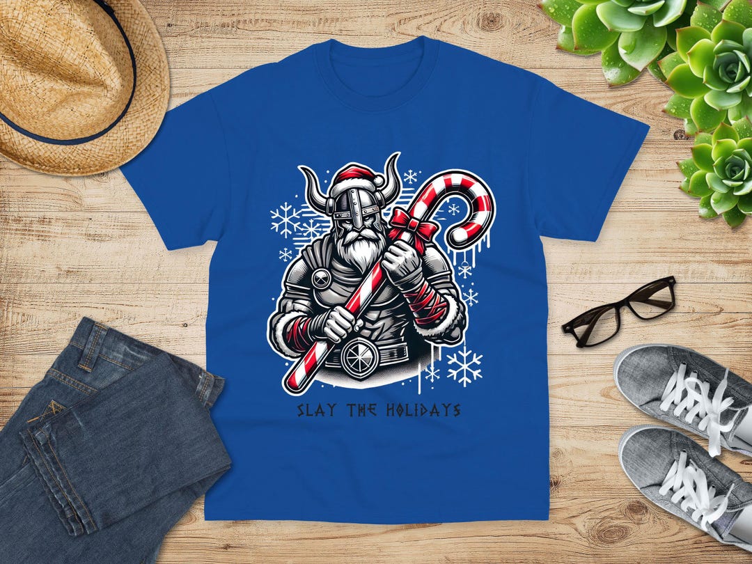 Christmas Viking Warrior Shirt, slay the Holidays Festive Tee, Viking ...
