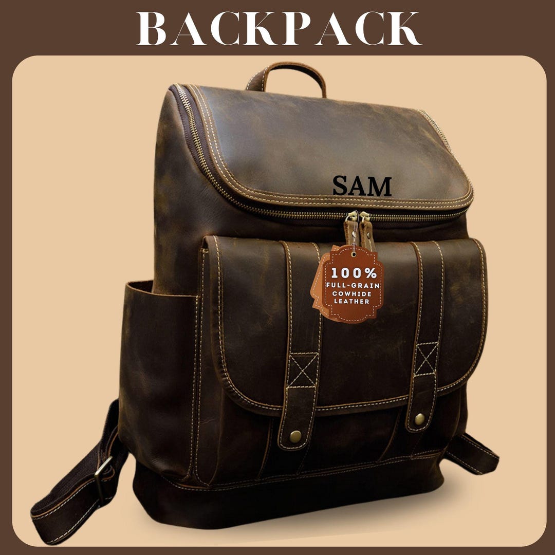 Leather Backpack Men, Office Laptop Backpack, Shoulder Backpack, Full ...