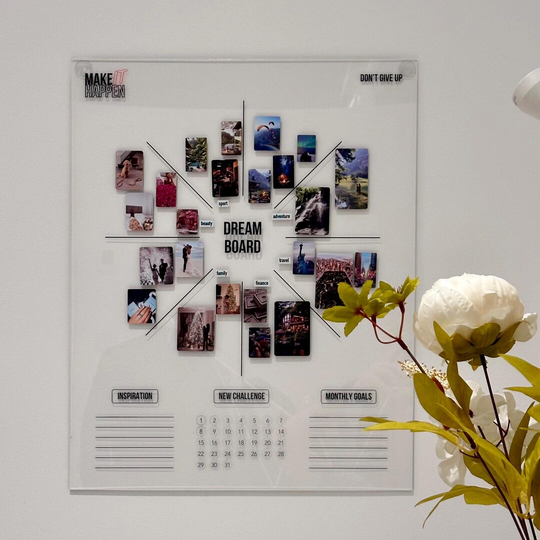 Dream Board for Visualising Goals – Transparent Glass With Custom ... Dream Board for Visualising Goals – Transparent Glass With Custom ...