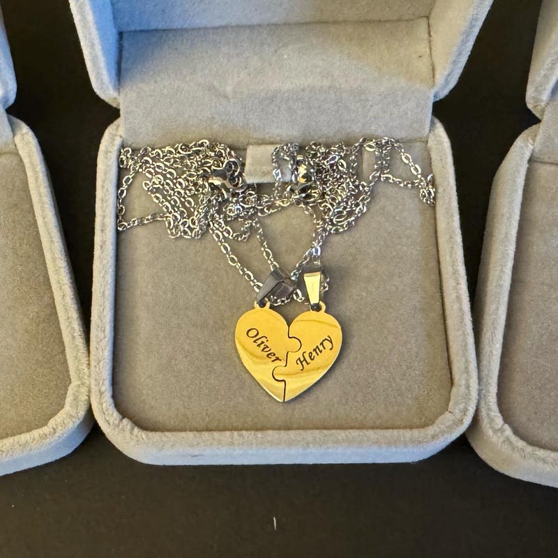 Split Heart Necklace - Etsy